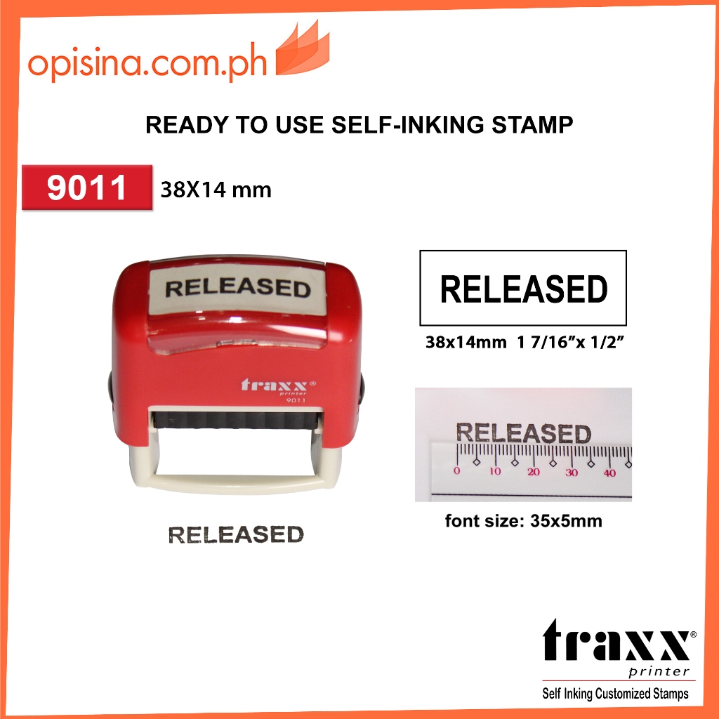 TRAXX SELF-INKING STAMP 38X14 MM RELEASED (9011) | Shopee Philippines