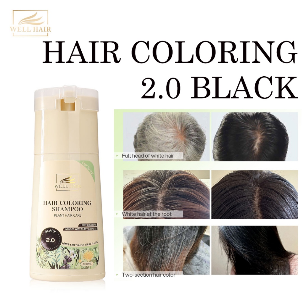 Bremod WELL HAIR Color Shampoo Black Hair Cover White Hair Turns To ...