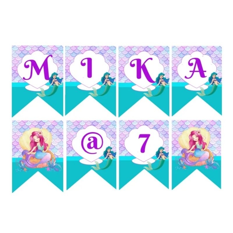 Mermaid Birthday Name Banner/Personalized Birthday Banner | Shopee ...