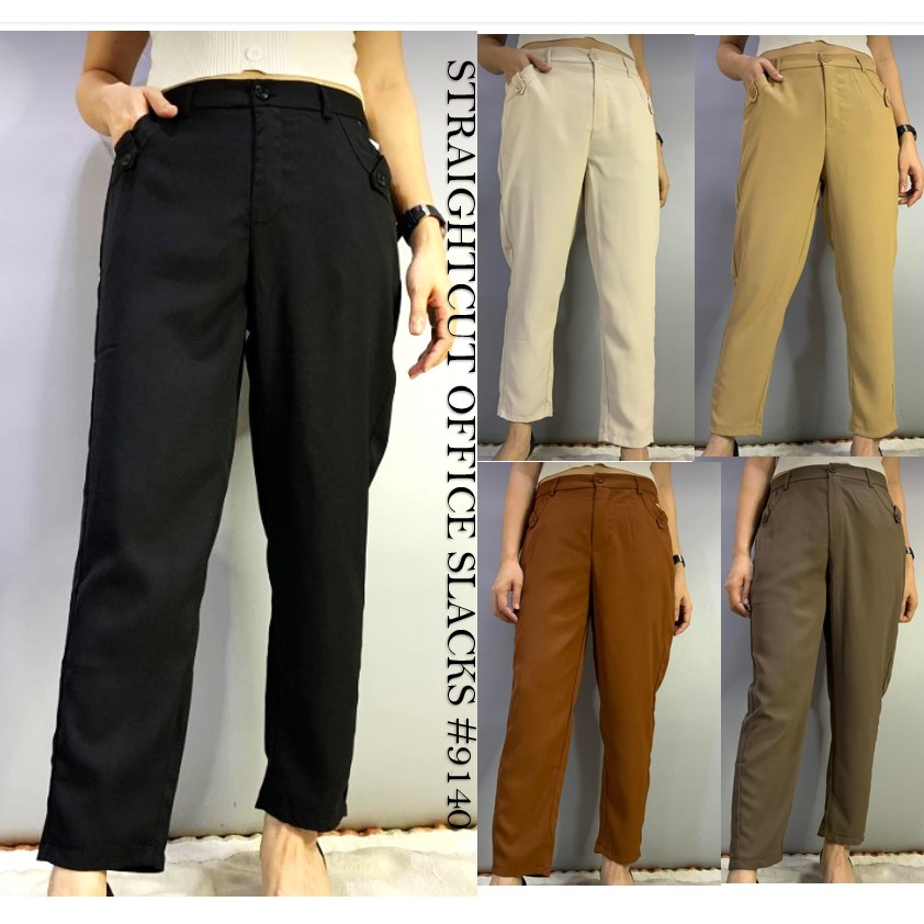 (M-2XL) Plussize Highwaist Straightcut Slacks Garterized Back Office ...