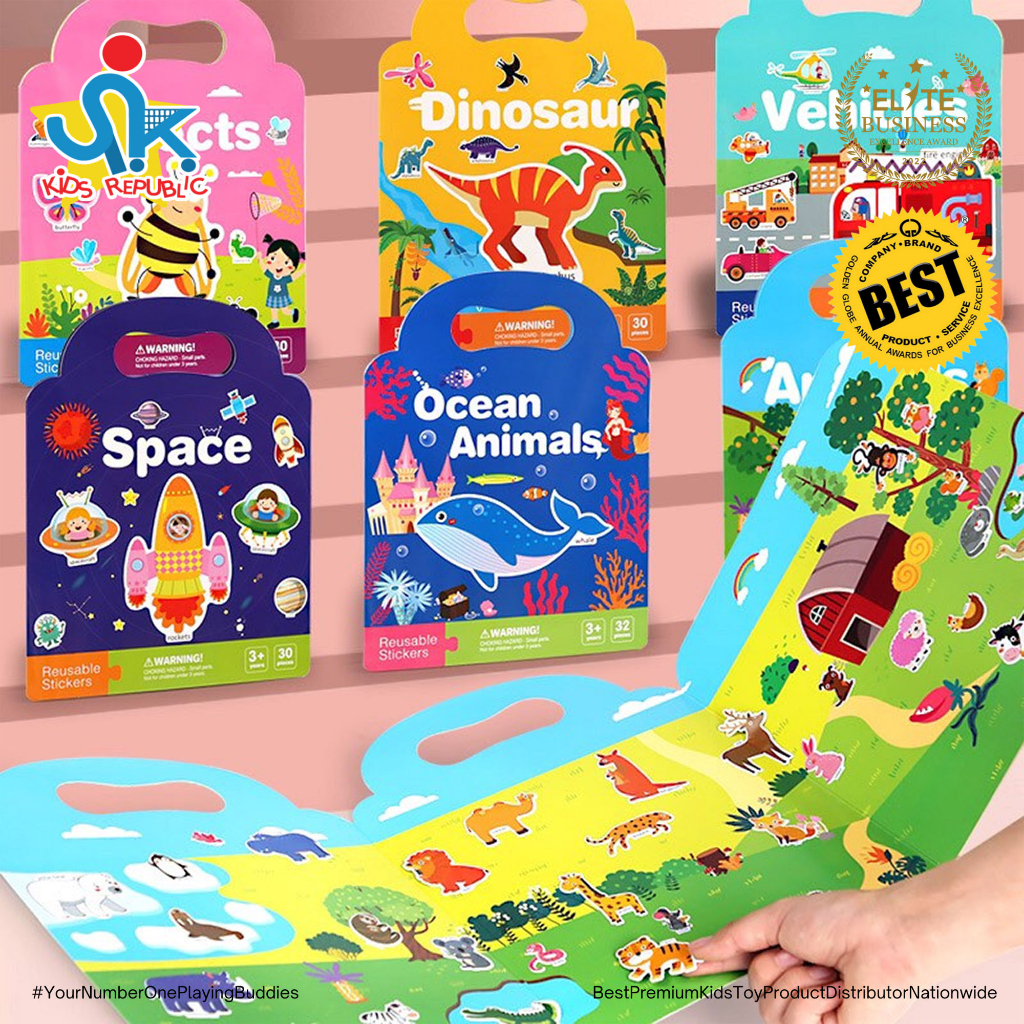 Children Reusable Sticker Book Puzzle Game DIY Cartoon Stickers ...
