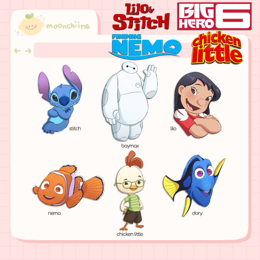 moonchiine | Lilo and Stitch, Chicken Little, Finding Nemo and Big Hero 6 Waterproof Stickers ...