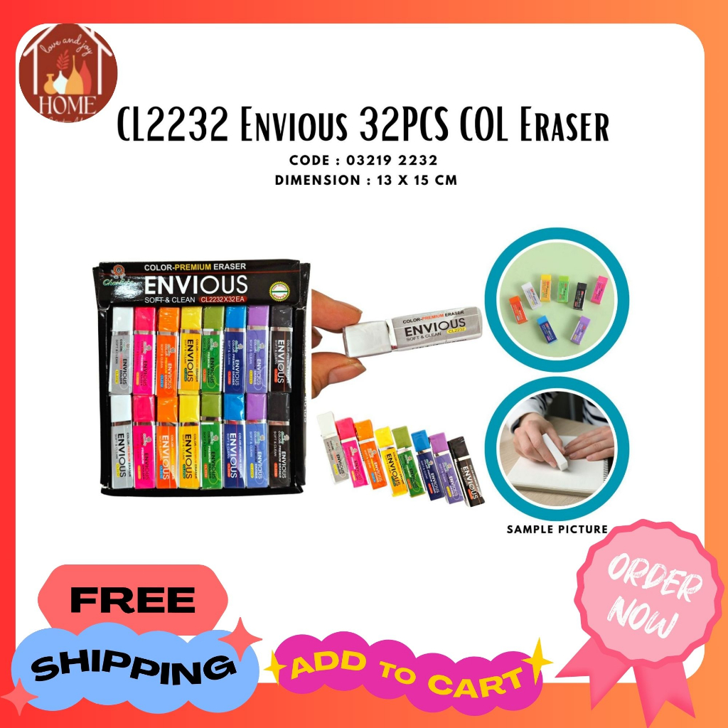 [ON HAND] CL2232 ENVIOUS 32PS COL ERASER/ COLORED ERASER/32PCS | Shopee ...