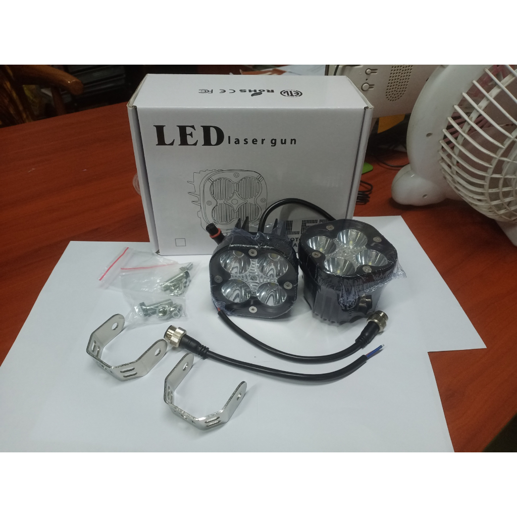 Motorcycle Led Laser Gun Light Super White Headlight Alloy Case 2 PCS ...