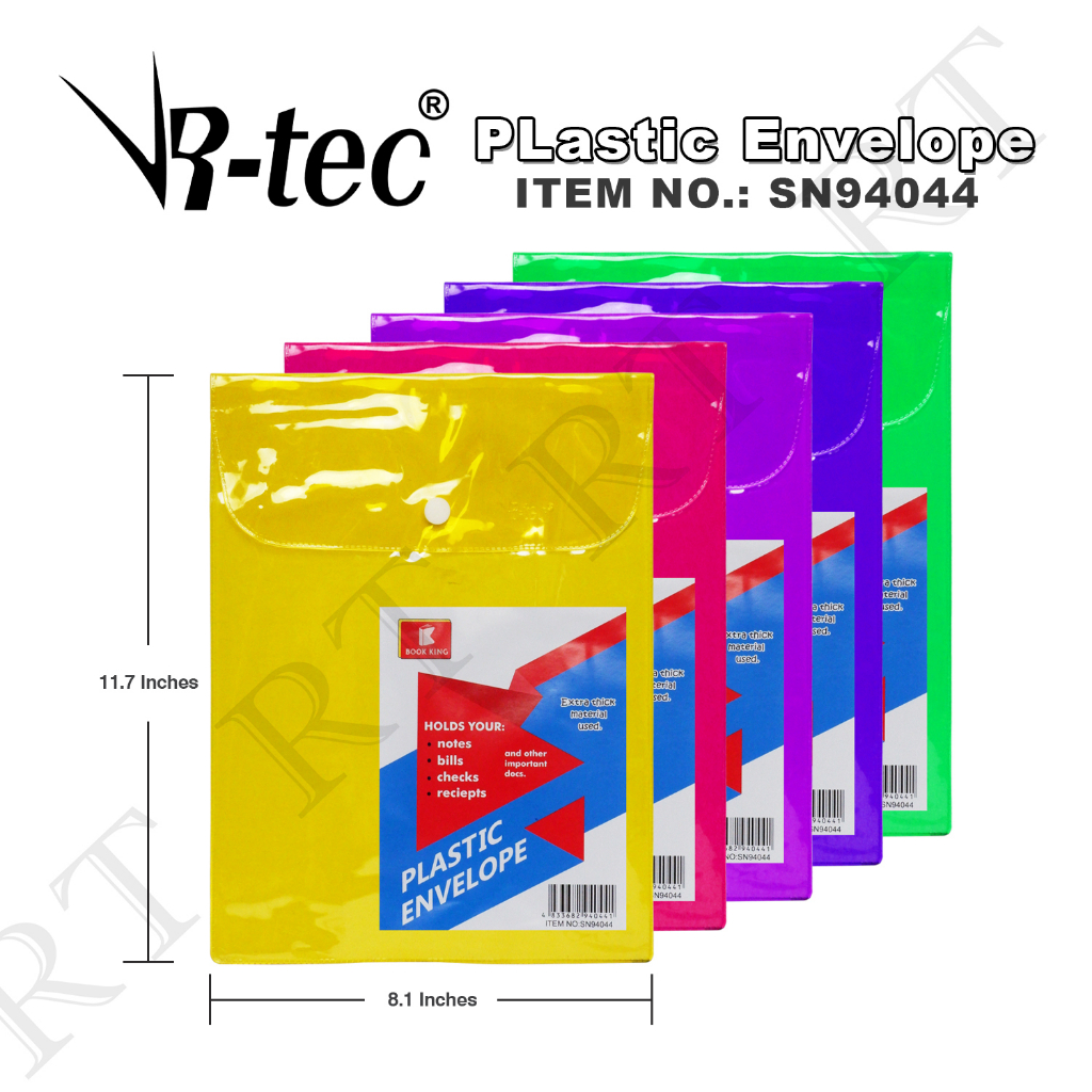 Rtec 5B Colored Plastic Envelop with Snap Dustproof School Supplies ...