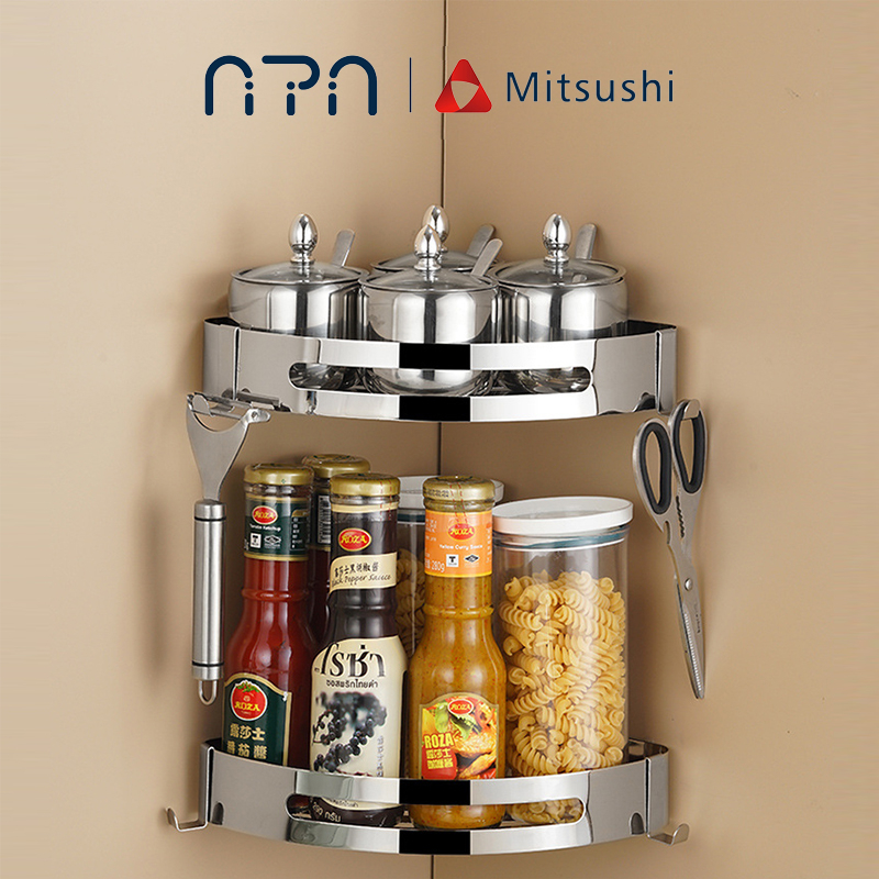 Nipiin 1-2 Layer Corner Rack Triangular Kitchen Corner Organizer Rack ...