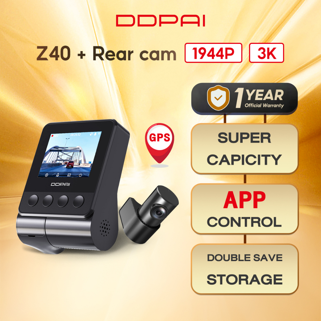 DDPAI Z40 Dash Cam Set With Rear Camera Set 1944p HD GPS 140° 24 Hours ...