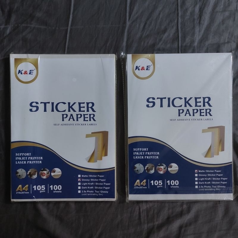 A4 Size 105 Gsm Sticker Glossy And Matte 100sheet Per Pack | Shopee 