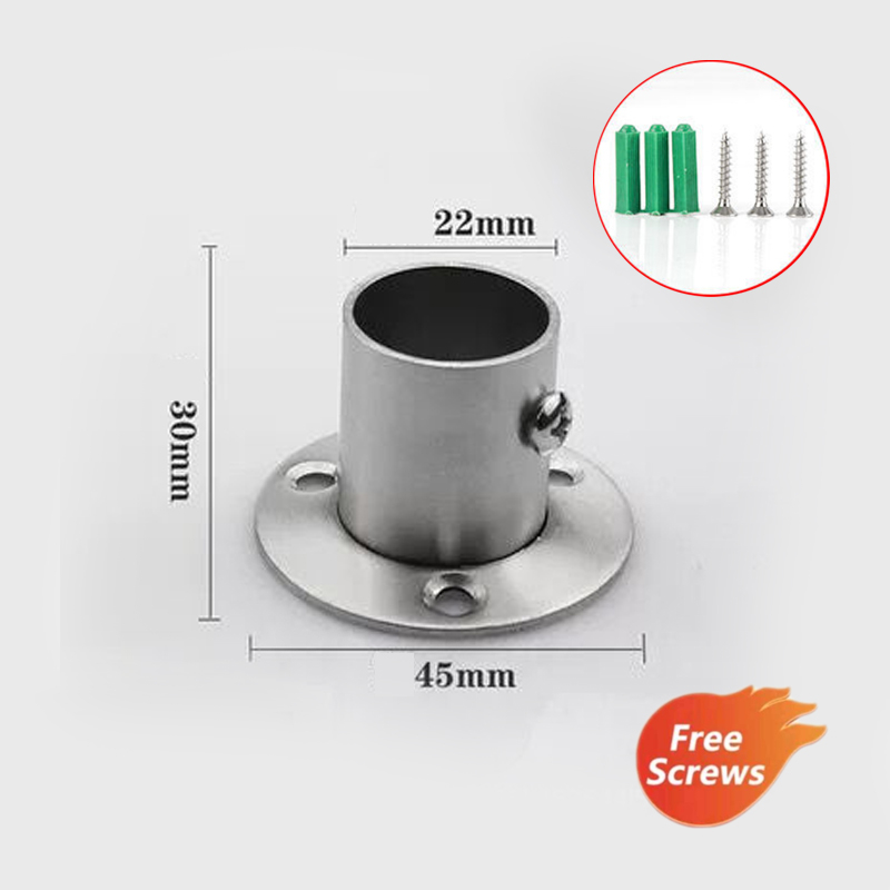 Clothes Rod Holder Stainless Steel Pole Socket Flange Wall Mount Pipe ...