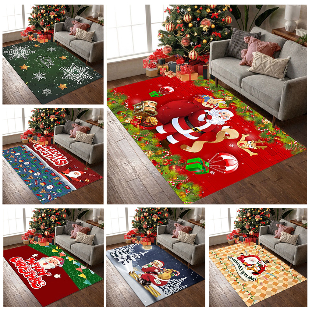 80*120cm Christmas Carpet Santa Claus Non-slip Living Room Carpet ...