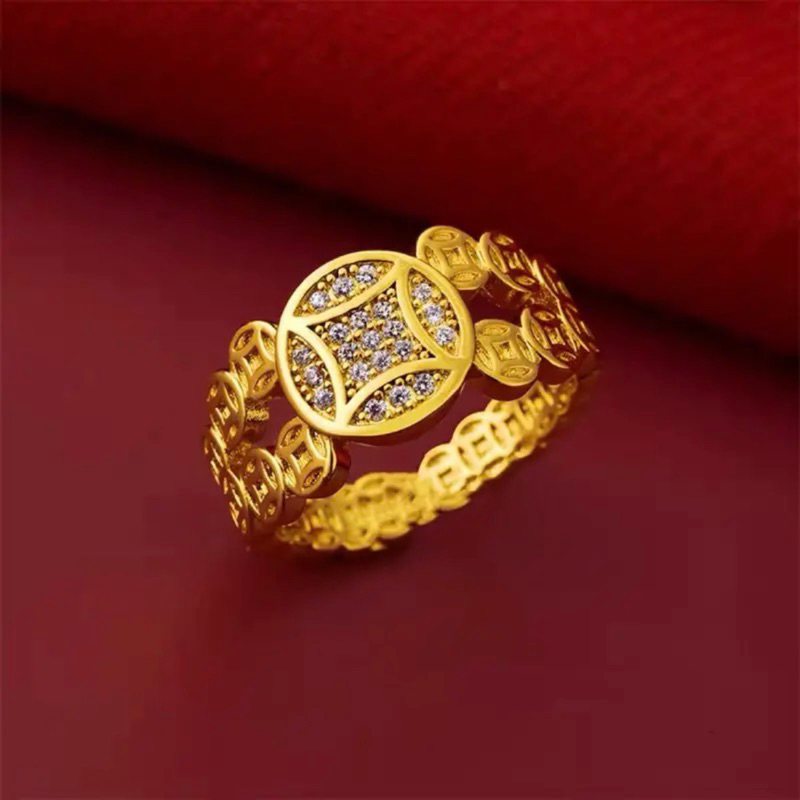 10K Rose gold plated Money Ring Charm Coin Ring for Women. | Shopee ...
