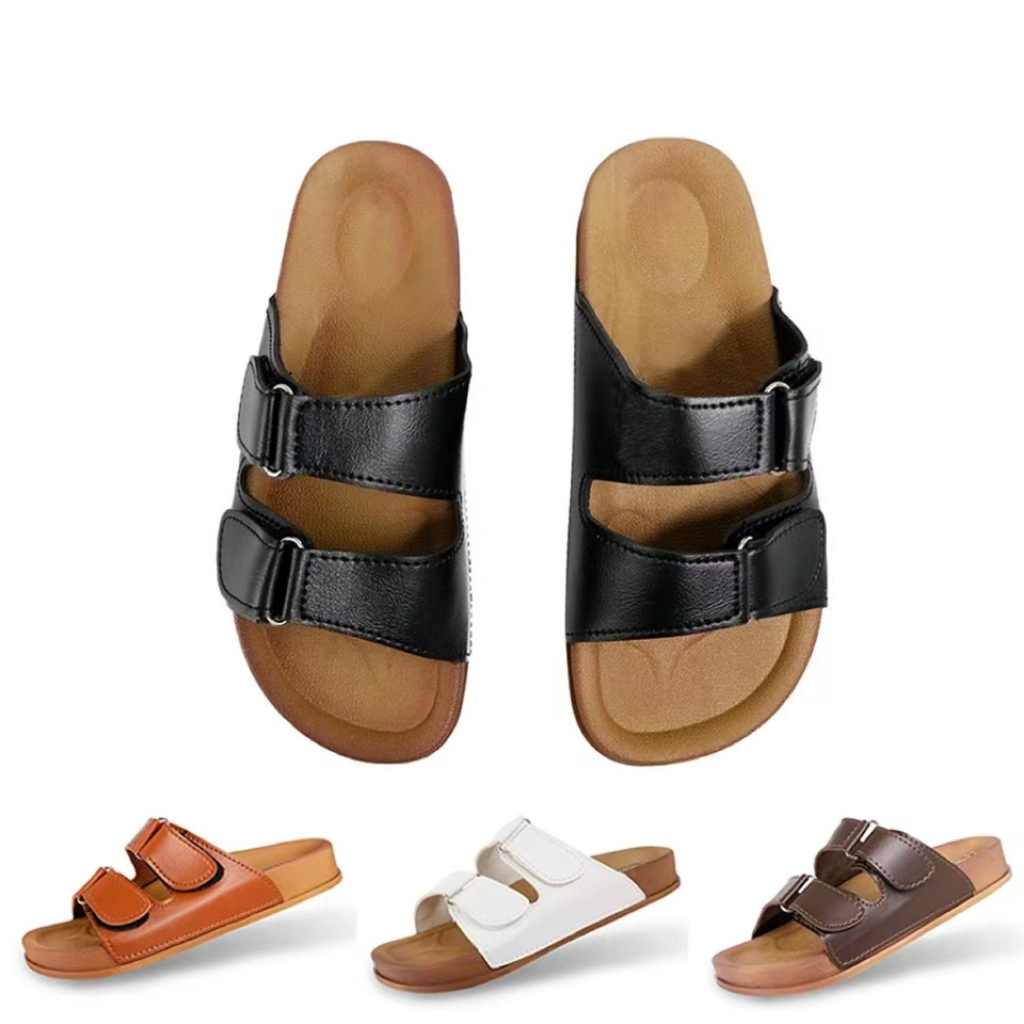 Fashion Leather Slipper Two Strap has Four Sandals Different Color for ...