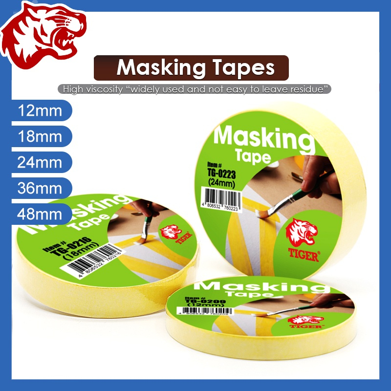 Tiger masking tape #12mm/18mm/24mm/36mm/48mm | Shopee Philippines