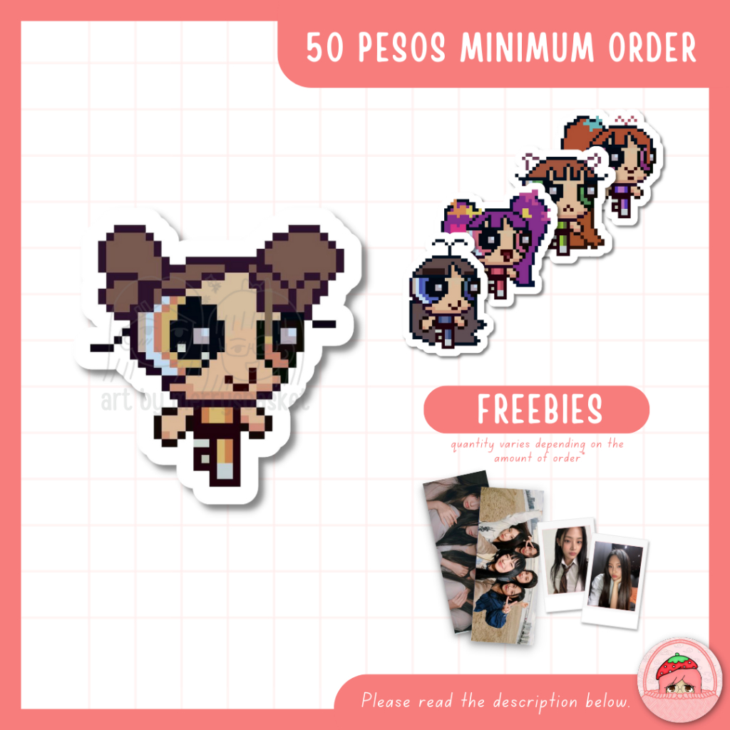 NWJNS POWERPUFF GIRLS PIXEL ART GET UP SUPER SHY KPOP - PEARL STICKERS ...