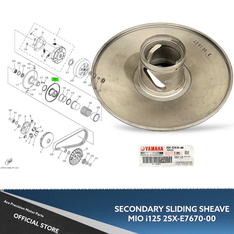 SECONDARY SLIDING SHEAVE (FEMALE TORQUE DRIVE) MIO i125 2SX-E7670-00 ...
