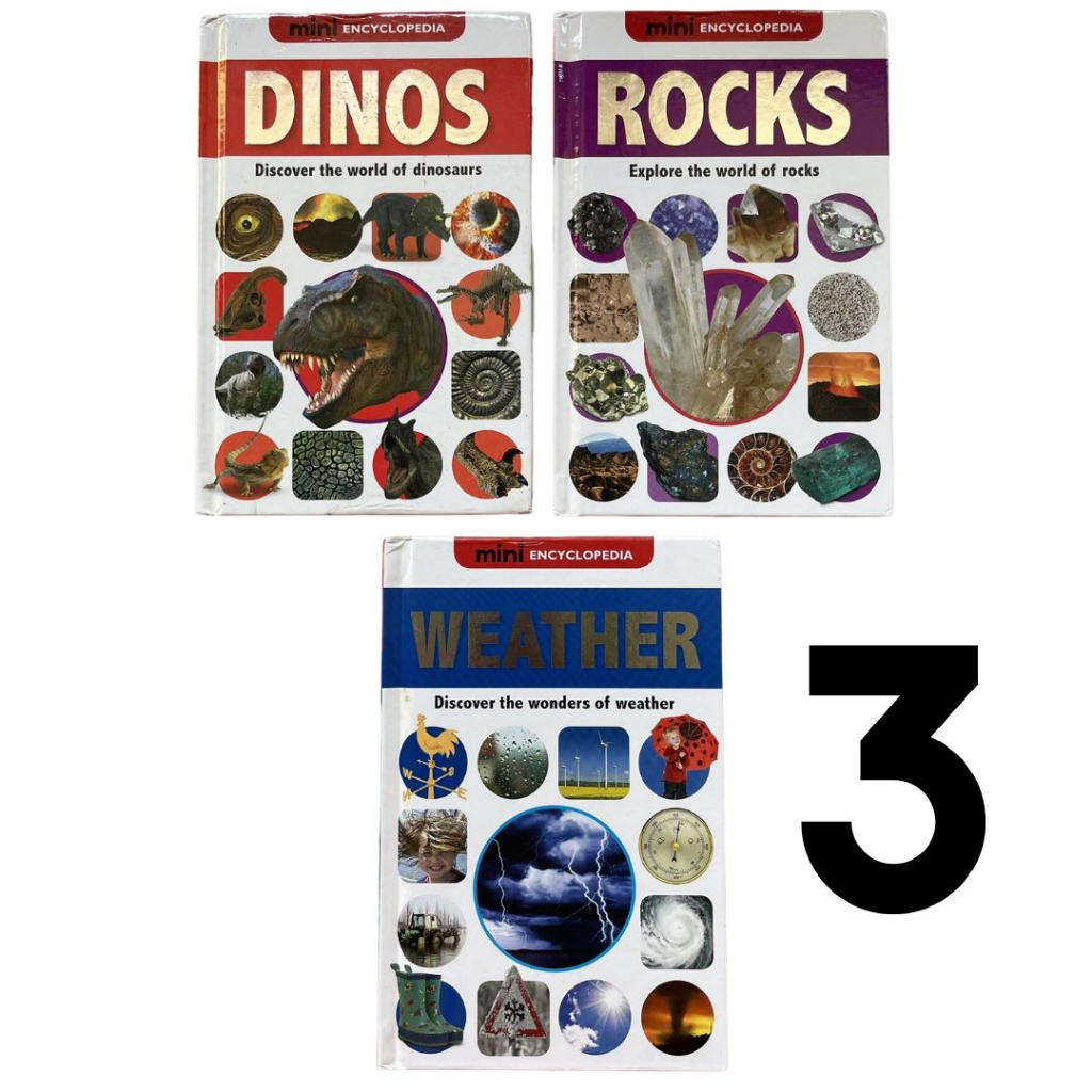 Mini Encyclopedia (3 books) Dinos / Rocks / Weather - brand new with ...