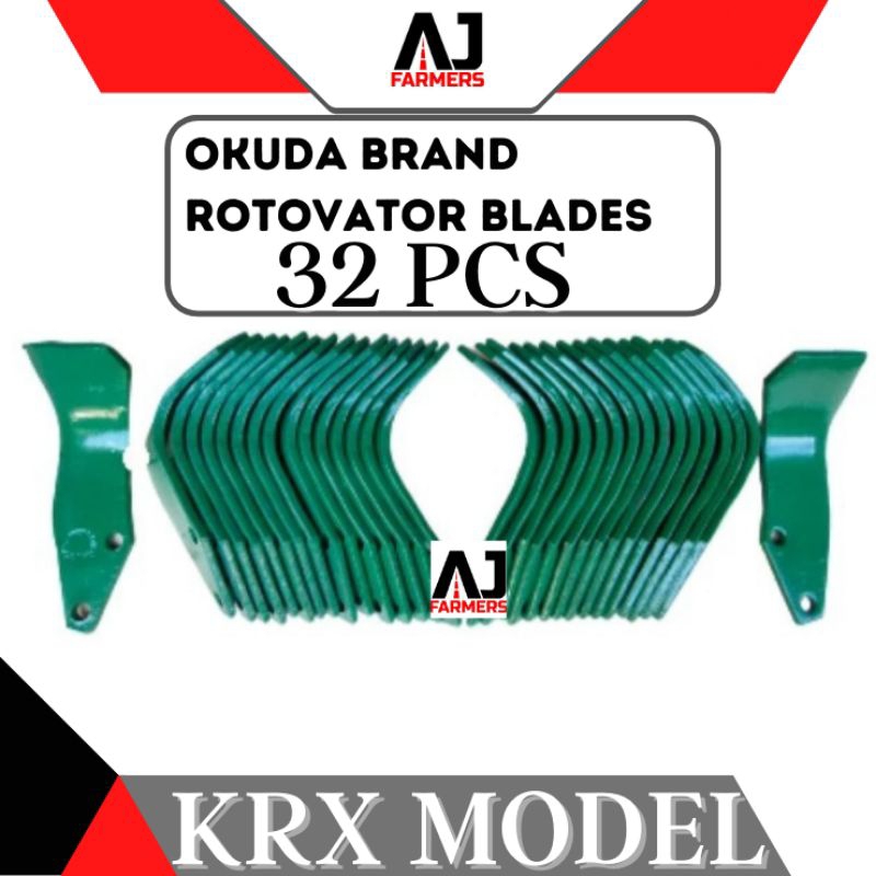 Okuda Brand 1 Set / 32 pcs. KRX Model Kubota Tractor ROTOVATOR BLADE ...
