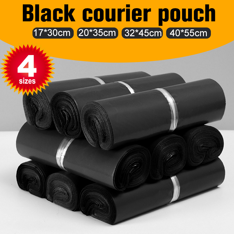 100pcs Makapal Black Courier Pouch Plain Pouch Express Pouch Parcel ...
