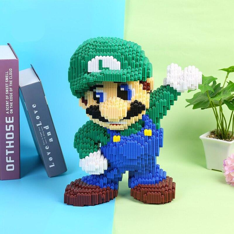 Super Mario Luigi Green Figure 3D Model 8498pcs DIY Mini Building ...