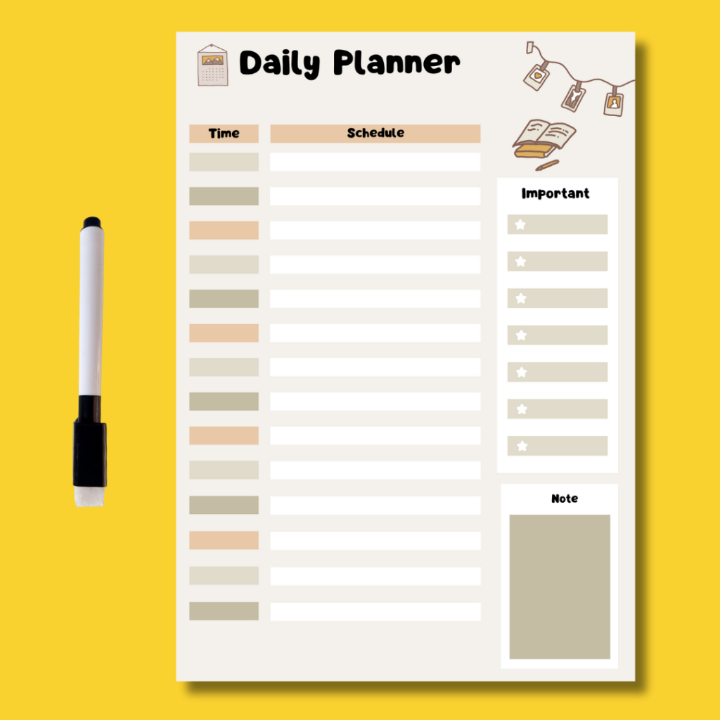 Daily Planner Board Schedule Magnetic Organizer Chart Ref Laminated A4 ...