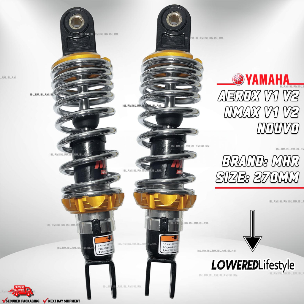 Aerox V1 V2 Nmax V1 V2 Nouvo MHR SILVER STEEL 2 pcs Set Rear Shock ...