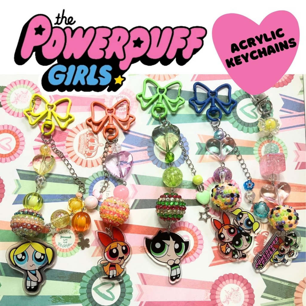 POWERPUFF GIRLS ACRYLIC COLLECTION WITH RHINESTONE BEADS, ACRYLIC BEADS ...