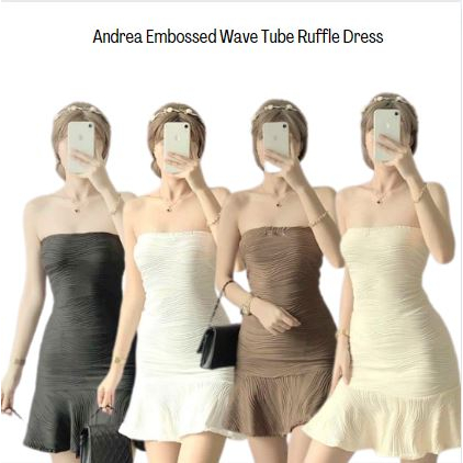 Andrea Embossed Wave Tube Ruffle Dress New Collection | Shopee Philippines