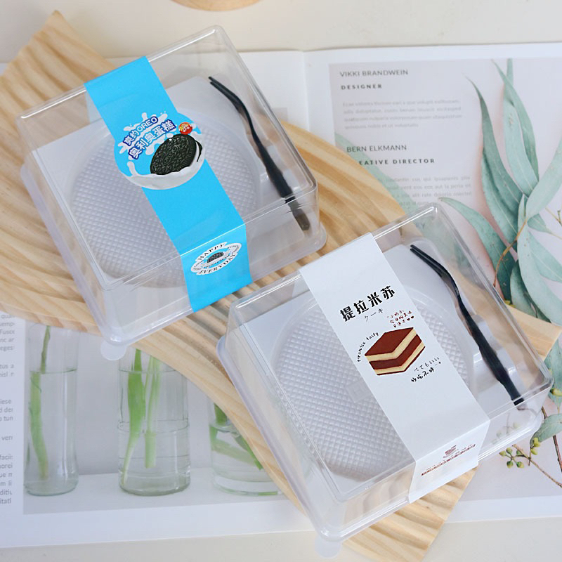 10pcs 4” Bento Box with Fork Free Fork Cake Box Packaging Cake ...