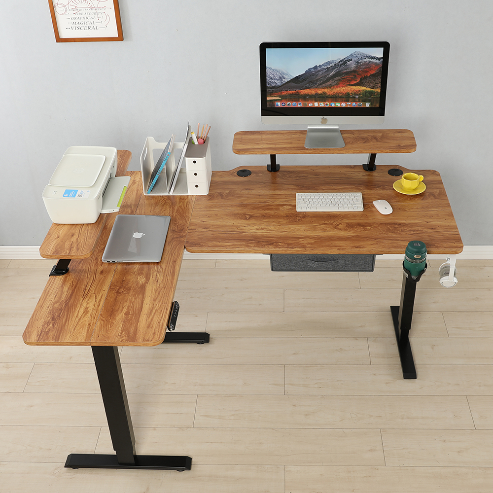 BilBil 1.6M L Shape Electric Standing Desk Multi-functional Table ...