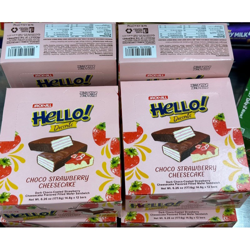 Hello! Desserts Choco Strawberry Cheesecake 1 Box (12 bars) | Shopee ...