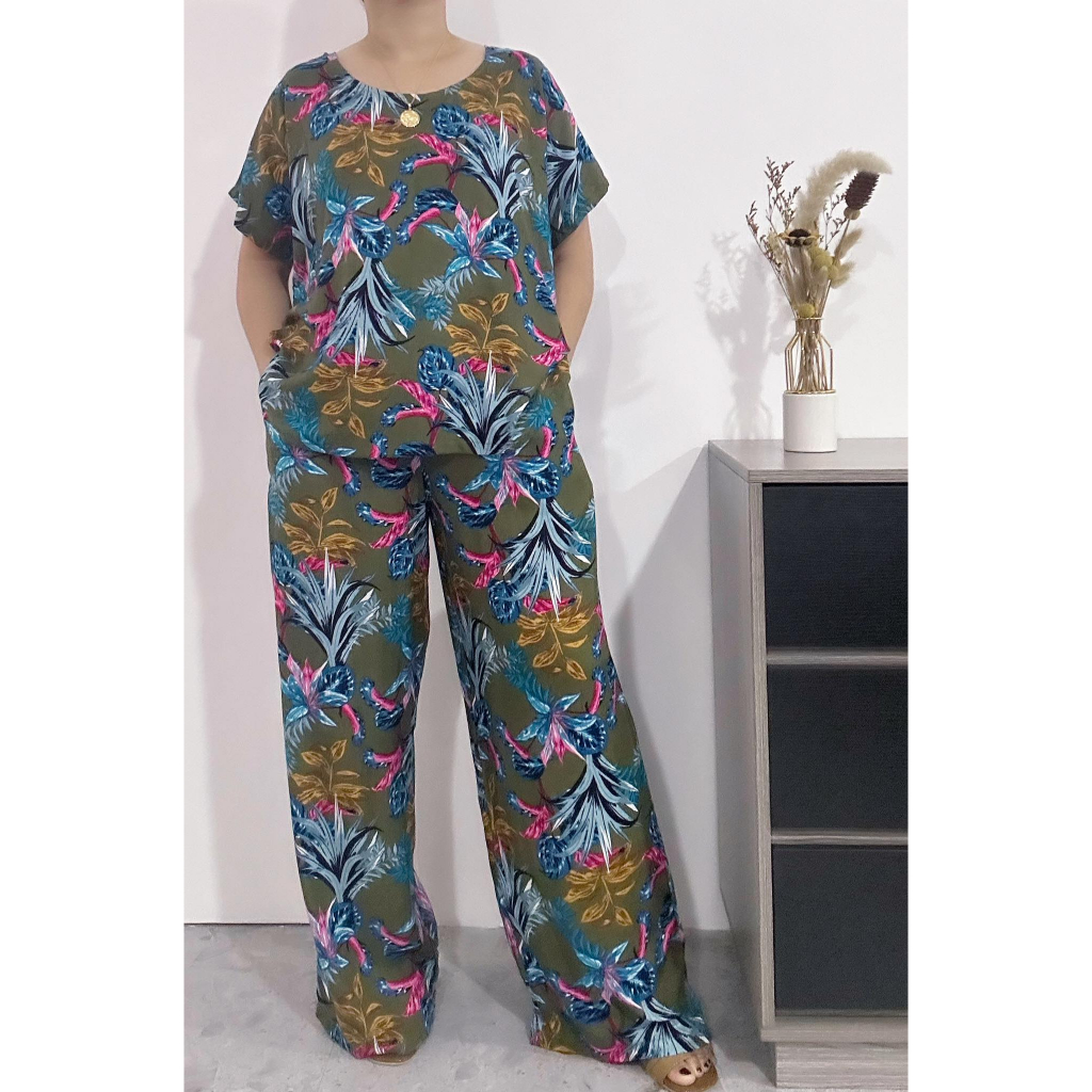 Challis Blouse Squarepants Terno w/ 2 Side Pockets Senepa Print ...