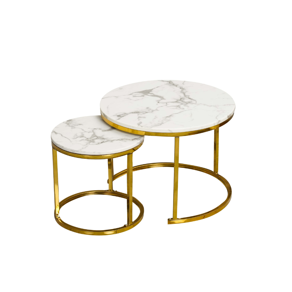 Furniture Source Marbode Round Nesting Tables (Marble-Gold) | Shopee ...
