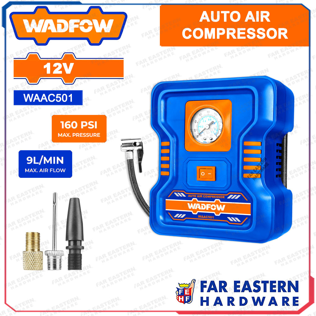 WADFOW Auto Air Compressor Tire Inflator 160PSi DC 12V WAAC501 WFPTCD ...
