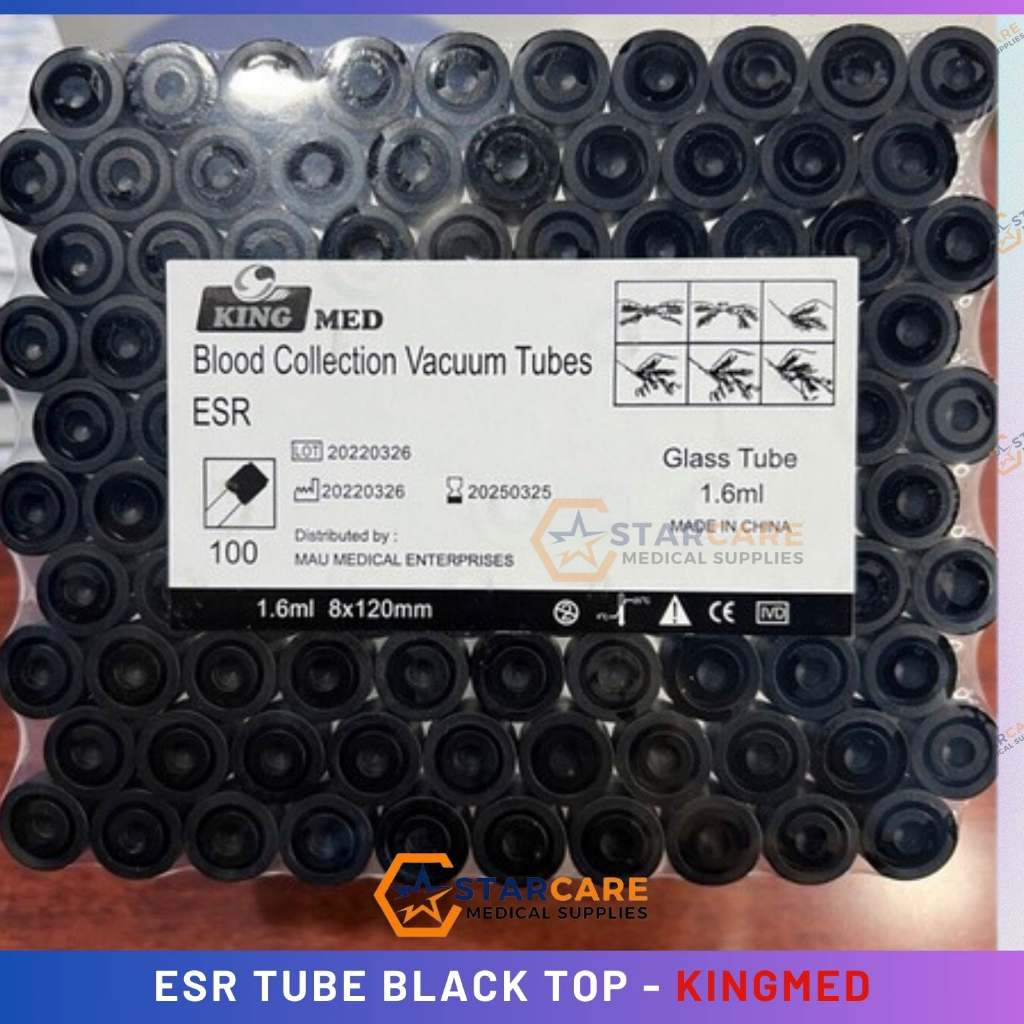 Blood Collection Tubes ESR (BLACK TOP) - 1.6ml - GLASS TUBE | Shopee ...