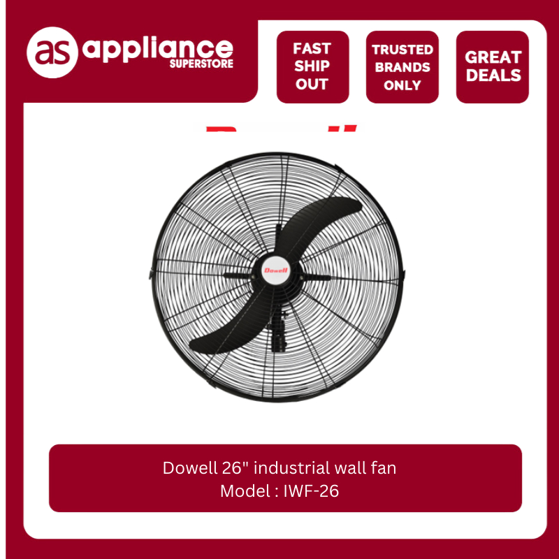 Dowell 26" Industrial Wall Fan 2-Spoke Metal Blade 3-Speed Function IWF ...