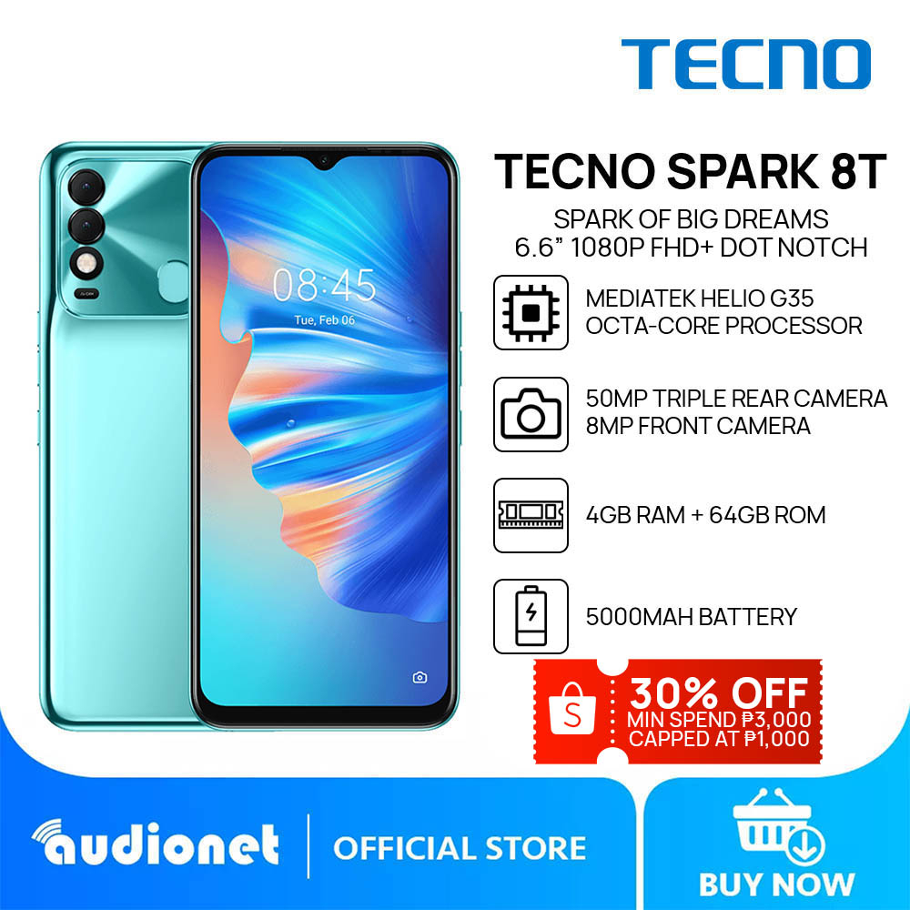 Tecno Spark 8T Smartphone 4Gb Ram+64Gb Rom Helio G35 Processor 50Mp AI ...