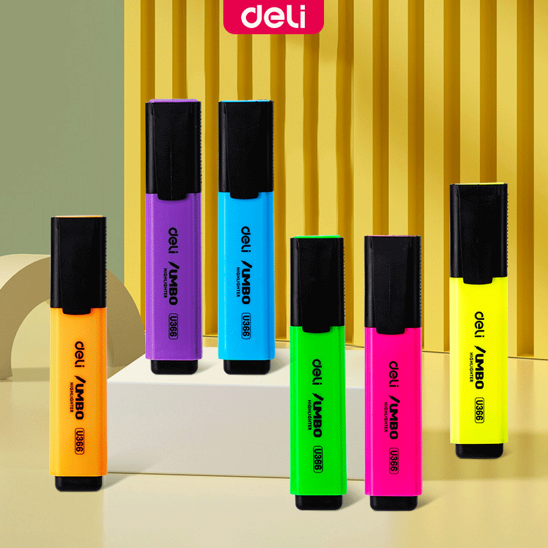 Deli EU366 6 Color Highlighter Set Supplies Stationery Marker | Shopee ...