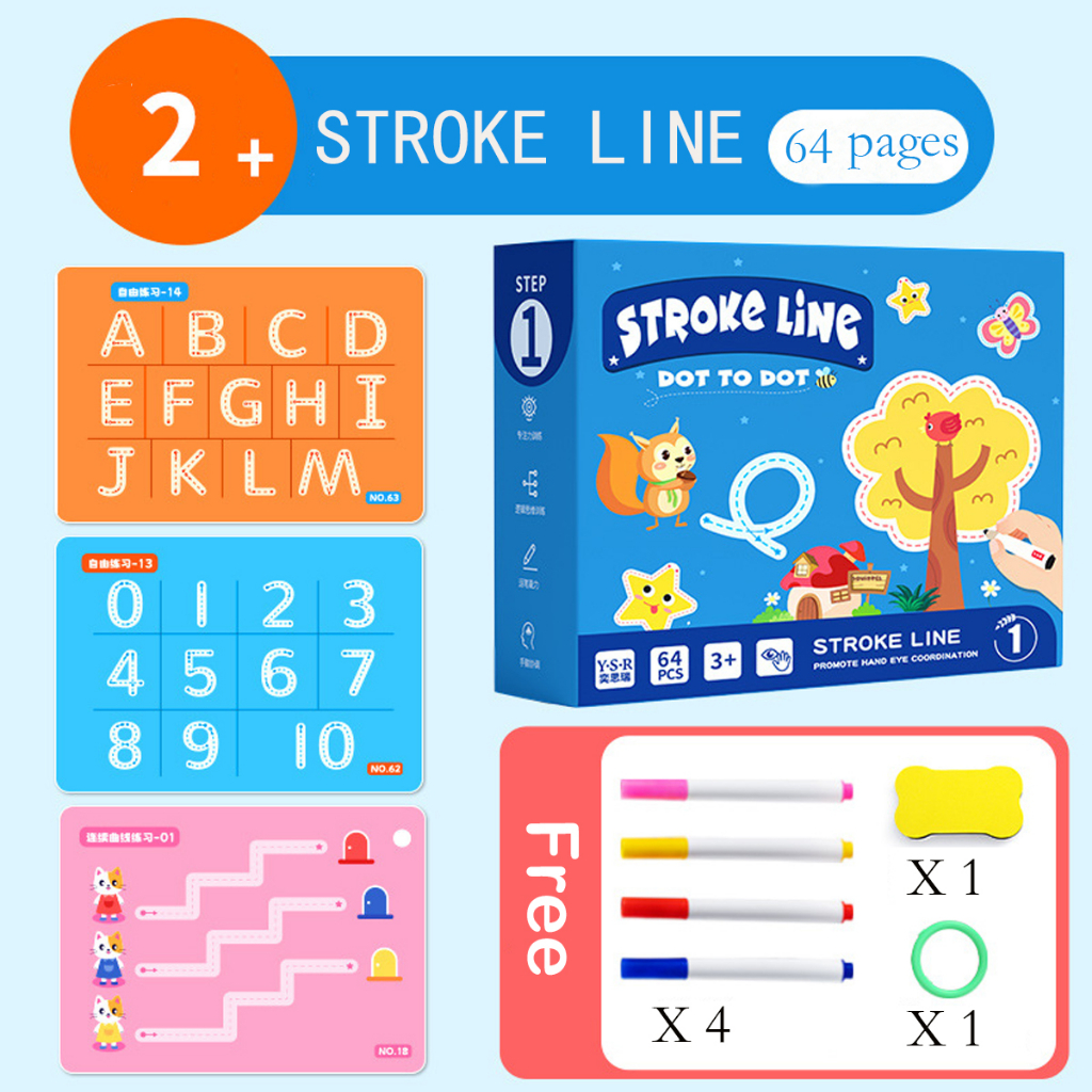 Baby Tracing Workbook For Kids Training Coloring Book Erasable Writing ...