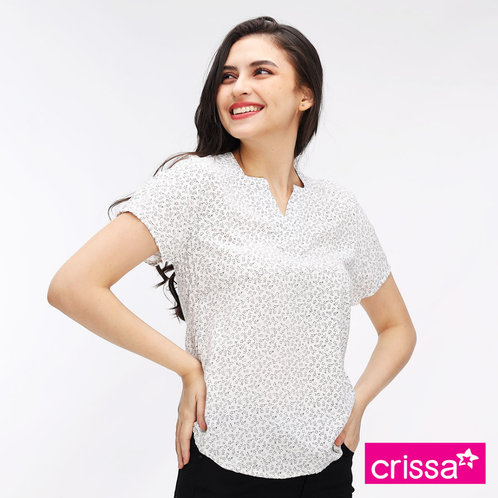 Crissa Woven Printed Rayon Short Sleeves Blouse CSLT18-0029 | Shopee ...