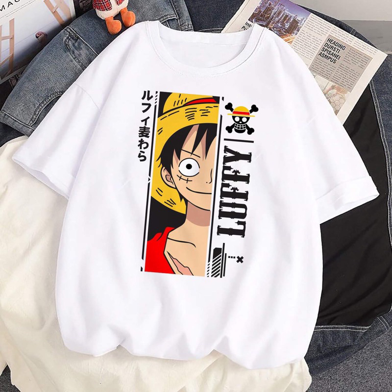 Anime Luffy Graphic Print Men's T-shirt Korean Oversized Tops Unisex ...