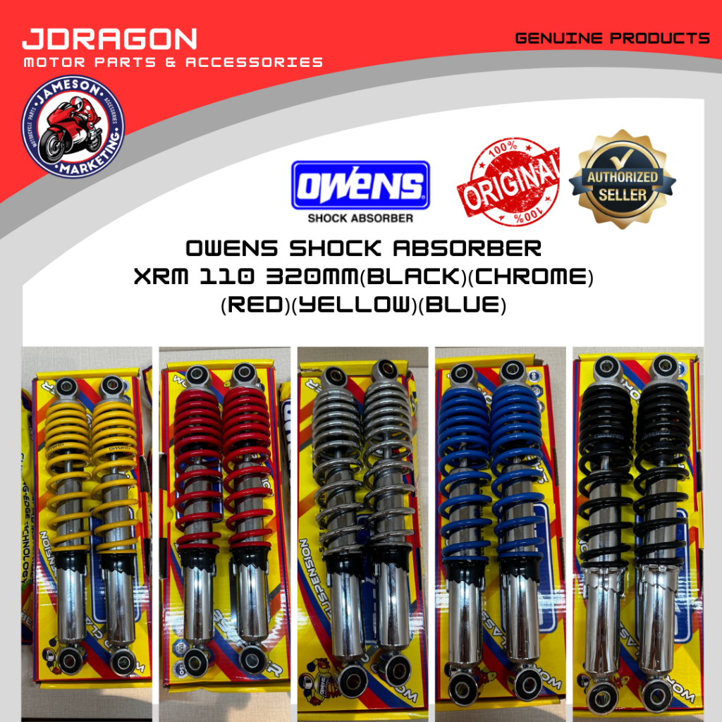 OWENS REAR SHOCK XRM (320MM) (RED)(BLACK)(CHROME)(YELLOW)(BLUE ...