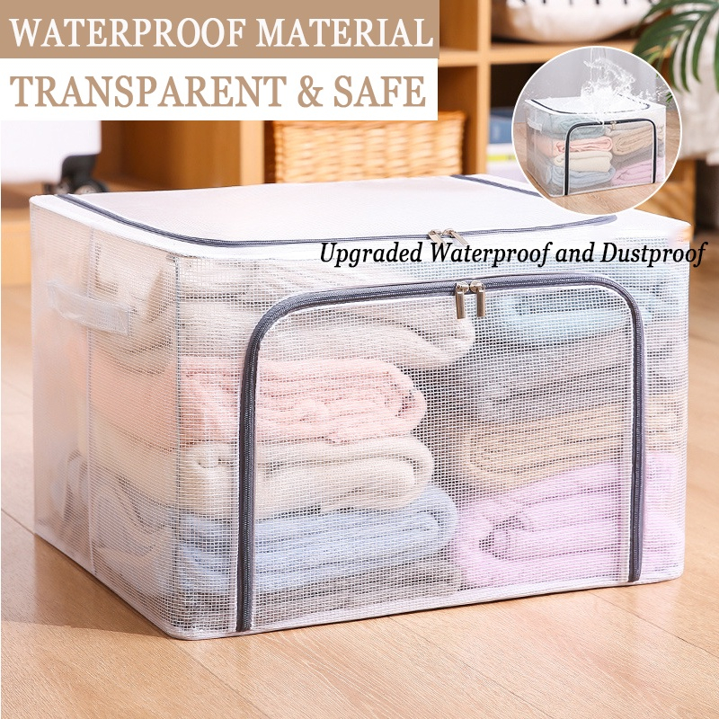 110L Waterproof Fold PVC Thickened steel frameLarge capacity Wardrobe ...