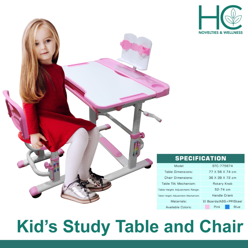 Adjustable Kids Study Table with Book Stand and Chair | Shopee Philippines