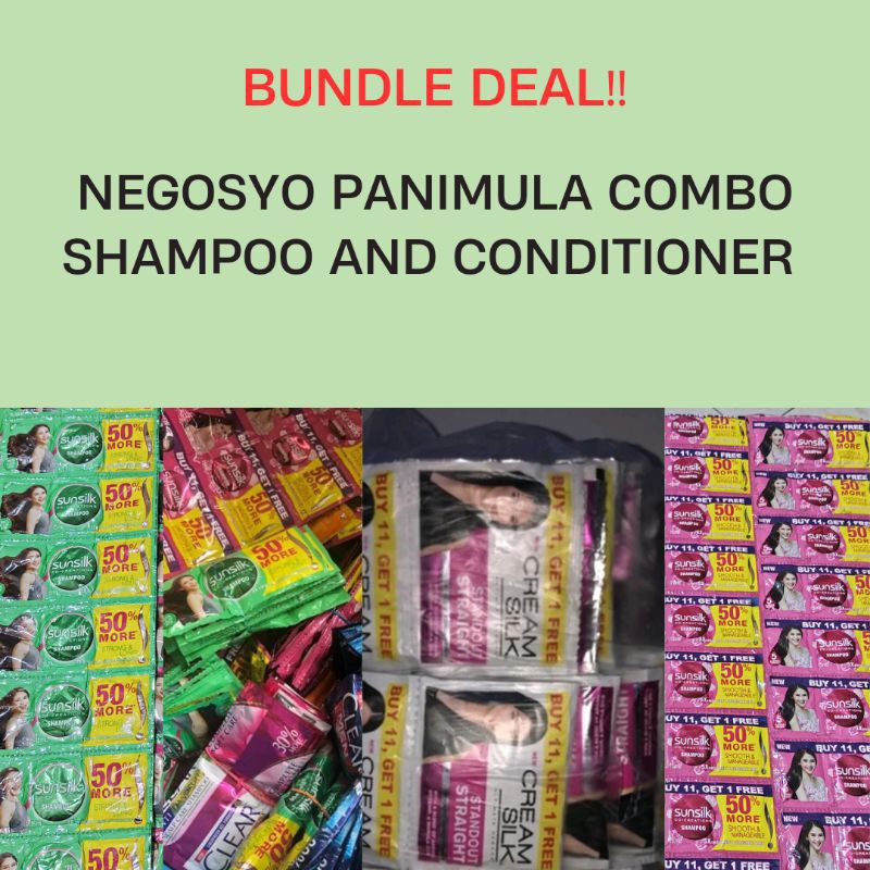 BUNDLE PANIMULA shampoo and conditioner combo mix sunsilk dove clear ...
