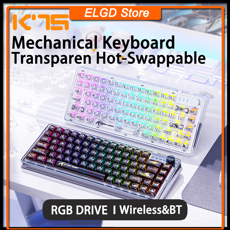 Attack Shark K75 Transparen Mechanical Keyboard Hot-Swap Wireless ...