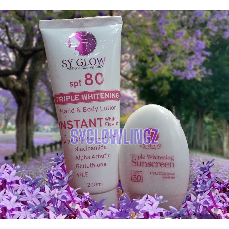 SY GLOW INSTANT WHITE SPF 80 LOTION AND TRIPLE WHITENING SUNSCREEN SET | Shopee Philippines