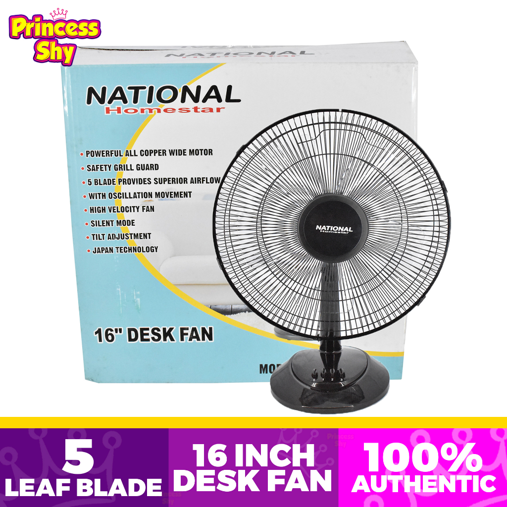 National Homestar 16-inch 5-Leaf Blade Desk Fan (Black) | Shopee ...