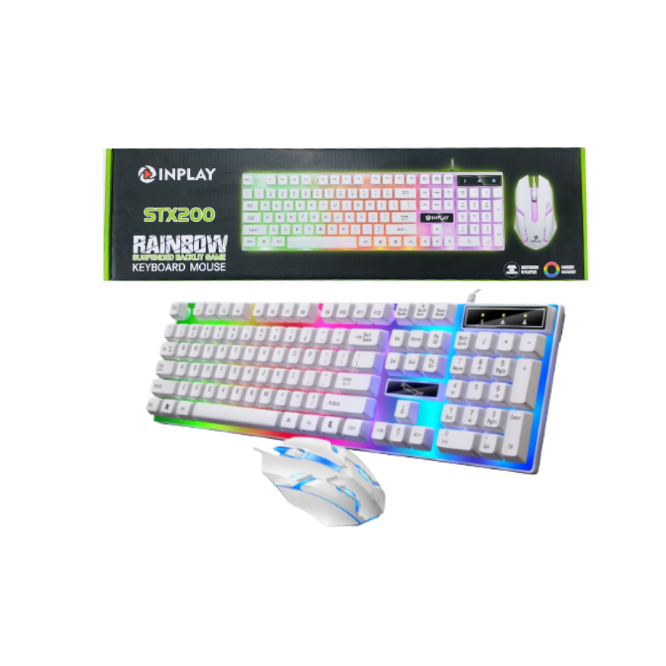 INPLAY STX200 RAINBOW BACKLIT MOUSE AND KEYBOARD BUNDLE GAMING KEYBOARD ...