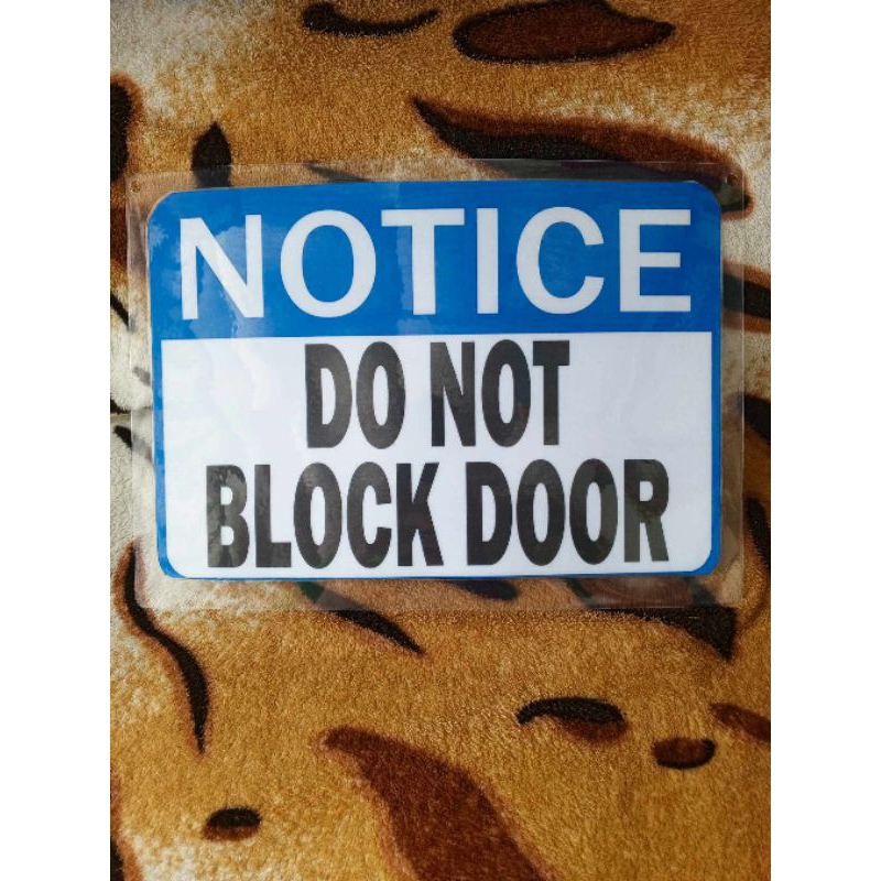 Notice Do not Block Door Laminated signages A4 Size makapal | Shopee ...