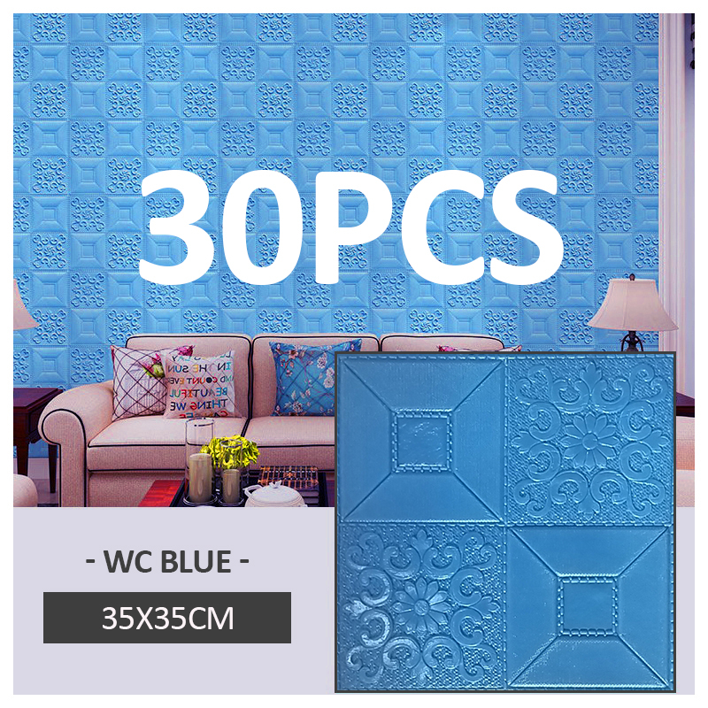 30pcs Wallpaper Bricks 35x38.5cm 3D Wall Sticker Foam Self Adhesive ...